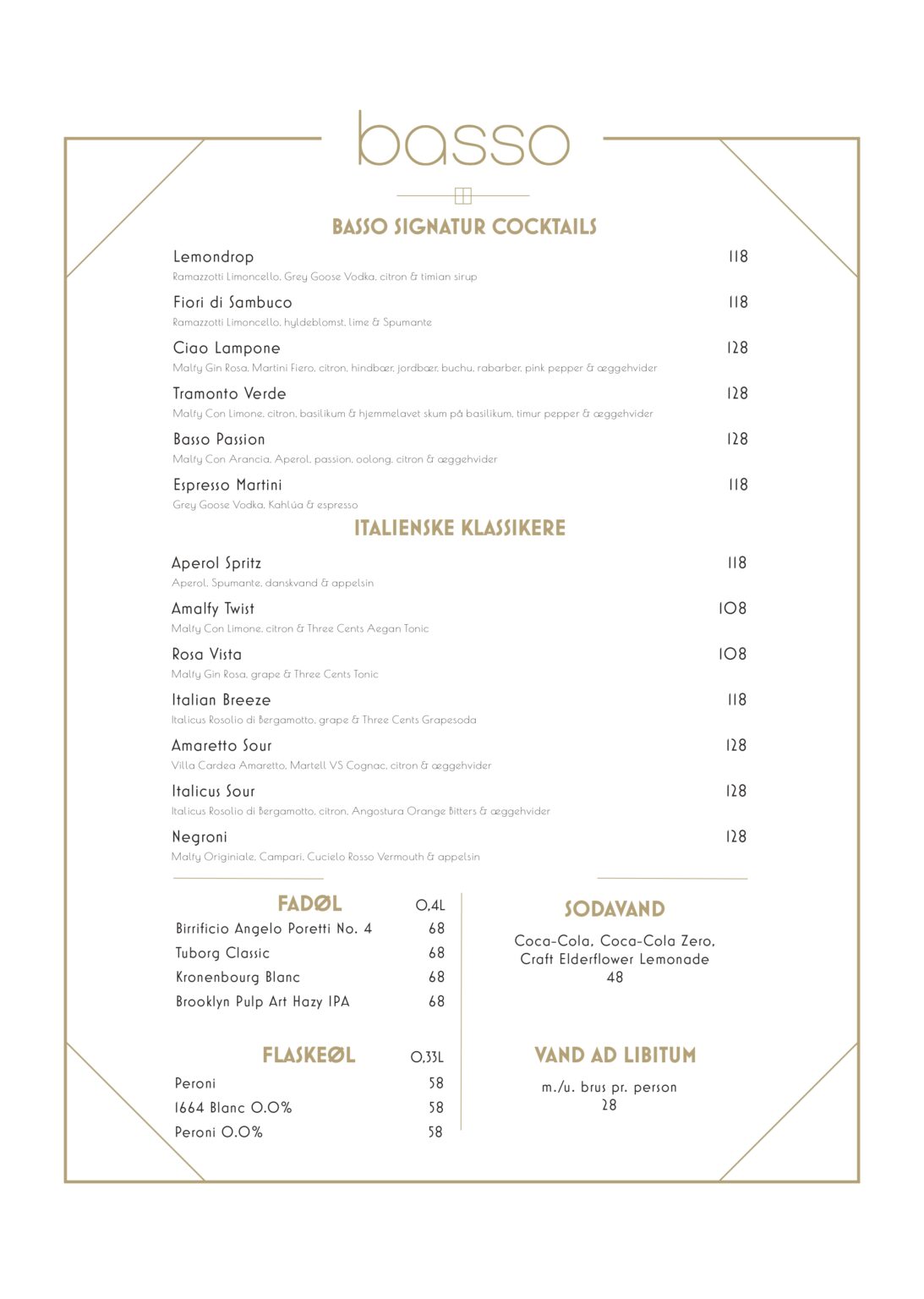 Menu - Restaurant Basso | Udforsk Social Dining Menu